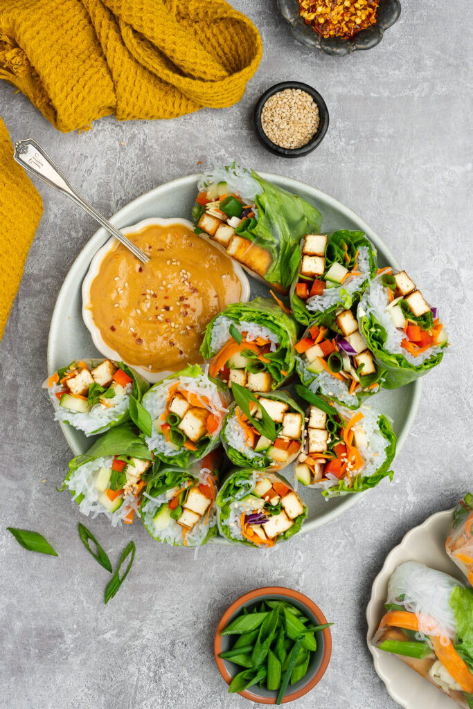Vegan Rice Paper Rolls (Baked Tofu or Veggie Filling) - Liv Vegan Strong