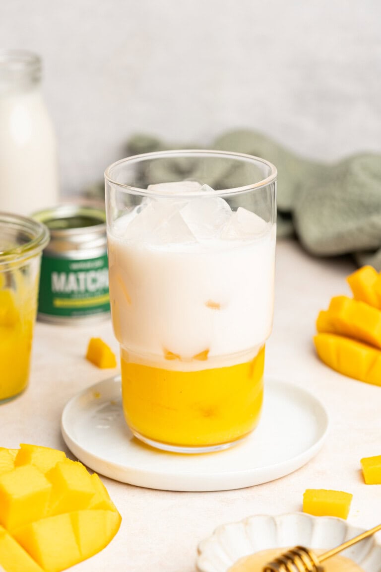 Easy Iced Mango Matcha Latte - Liv Vegan Strong